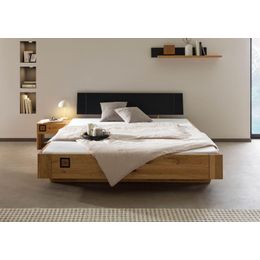 Bett inkl. Nachttisch links Wildeiche 180x200x81 natur ge&ouml;lt/lackiert KITZB&Uuml;HEL #150