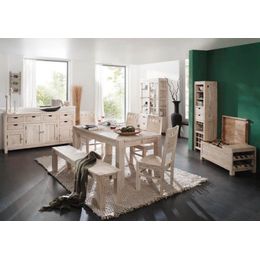 Esstisch Akazie 90x90x76 white stone get&uuml;ncht NATURE WHITE #101