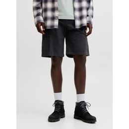Jack & Jones Cargoshorts JACK & JONES "JPSTCOLE HUDSON BELTED CARGO SHORTS MID", Herren, Gr. L, N-Gr, schwarz, Web, Obermaterial: 100% Baumwolle, unifarben, relaxed fit, Hosen