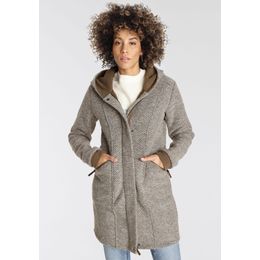 Strickmantel Polarino, Damen, Gr. 34, beige (beige, braun), Obermaterial: 100% Polyester, meliert, Windstopperb&uuml;ndchen, M&auml;ntel Strickmantel, atmungsaktiv und w&auml;rmeisolierend. Strickoptik au&szlig;en, Fleece innen.