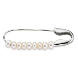 Anstecknadel "Schmuck Geschenk Brosche Sicherheitsnadel mit Muschelkernperlen", wei&szlig; (silberfarben, wei&szlig;), ANISTON JEWELRY & WATCHES, Broschen, Damen, Perlen, Silber 925 (Sterlingsilber)