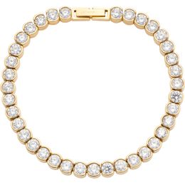 Armband Leonardo "Cremona", gold (gelbgoldfarben, kristallwei&szlig;, kristallwei&szlig;), Armb&auml;nder, Damen, 18,5cm, Edelstahl, Armband, mit Zirkonia (synth.)