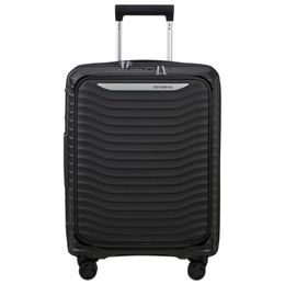 Hartschalen-Trolley Samsonite "UPSCAPE 55 mit Frontfach", Gr. B/H/T: 40cm x 55cm x 23cm 42 l, schwarz, Polycarbonat, Koffer, mit Volumenerweiterung, mit Tragegriff oben und seitlich