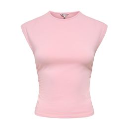 Shirttop Only "ONLMIRA CAPSL RUCHING TOP JRS NOOS", Damen, Gr. L, rosa (romance rose), Jersey, Obermaterial: 95% Baumwolle, 5% Elasthan, unifarben, regular fit normal, Rundhals, Tops Shirttop, Baumwollmischung, regular fit, Rundhals