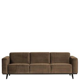 Pharao24.de Dreisitzer Couch in Taupe Samt 230 cm breit