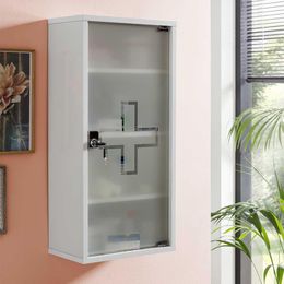 Pharao24.de Medizinschrank abschlie&szlig;bar in Wei&szlig; Glast&uuml;r