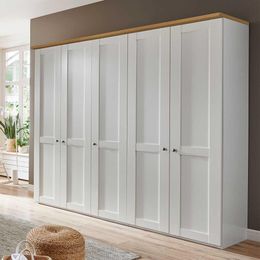Pharao24.de Landhaus Dreht&uuml;renkleiderschrank in Wei&szlig; Eiche Bianco