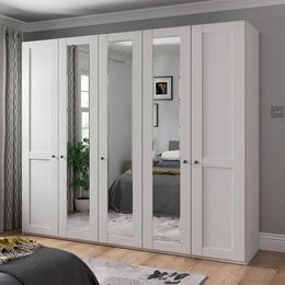 Pharao24.de Kleiderschrank weiss modern Landhaus mit Spiegelt&uuml;ren 250 cm breit