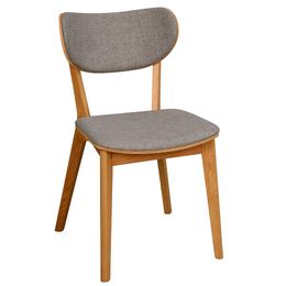 Pharao24.de Esszimmer Polsterst&uuml;hle in Hellgrau Webstoff Massivholzgestell (2er Set)