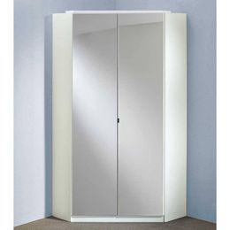 Pharao24.de Schlafzimmereckschrank wei&szlig; mit Spiegelt&uuml;ren 199 cm hoch