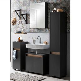 Pharao24.de Bad Kombination in Anthrazit und Wildeiche Optik Skandi Design (vierteilig)