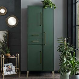 Pharao24.de Garderobenschrank modern in Dunkelgr&uuml;n und Gold 185 cm hoch