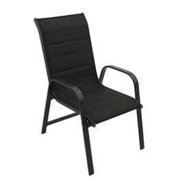 Pharao24.de Garten Stapelst&uuml;hle mit Gestell aus Metall hoher Lehne (2er Set)