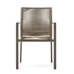 Pharao24.de Gartenst&uuml;hle Kordel Aluminium in Braun Beige Armlehnen (4er Set)