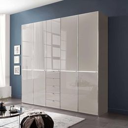 Pharao24.de Kleiderschrank Schlafzimmerkleiderschrank mit f&uuml;nf Schubladen in Hellgrau