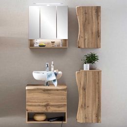 Pharao24.de Badm&ouml;bel Holzoptik Made in Germany LED Beleuchtung (vierteilig)