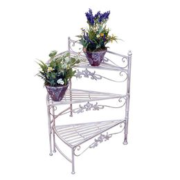 Pharao24.de Blumenst&auml;nder Treppe in Creme Wei&szlig; Landhaus