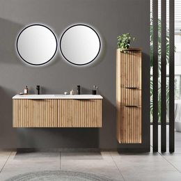 Pharao24.de Modernes Waschplatz-Set in Wildeichefarben Made in Germany (vierteilig)