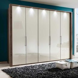 Pharao24.de Faltt&uuml;renschrank in Creme Wei&szlig; LED Beleuchtung