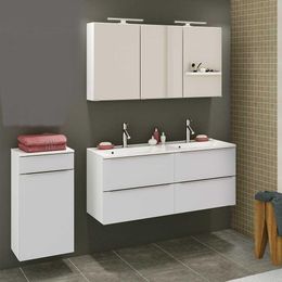 Pharao24.de Design Badezimmer Set in Wei&szlig; Doppelwaschtisch (dreiteilig)