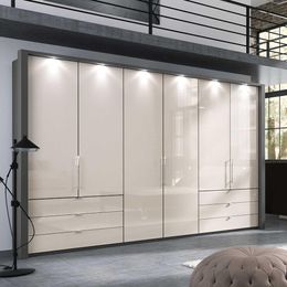 Pharao24.de Schlafzimmer Kleiderschrank in Creme Wei&szlig; und Braun Faltt&uuml;ren