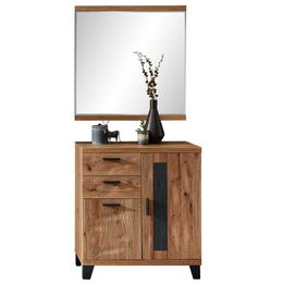 Pharao24.de Schuhschrank aus Wildeiche teilmassiv T&uuml;ren und Schubladen 85x95x38 cm Pharao24
