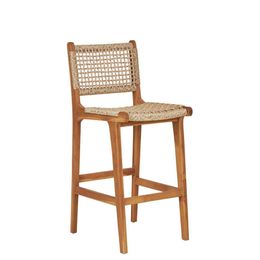 Pharao24.de Barhocker Hocker aus Geflecht und Teak Massivholz