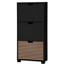 Pharao24.de Schuhkipper Schuh Klappschrank in Schwarz matt und Paneeloptik