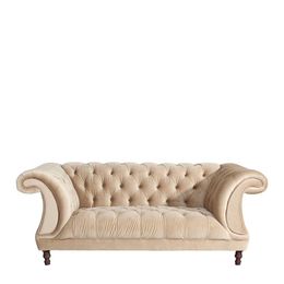 Pharao24.de Zweiersofa Neo Barock Beige aus Samtvelours 200 cm breit
