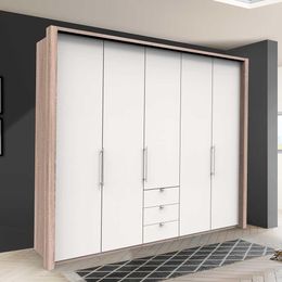 Pharao24.de Panorama Kleiderschrank in Wei&szlig; Eiche S&auml;gerau