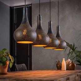 Pharao24.de Esszimmer Pendelleuchte mit Kegel Schirmen Dunkelbraun aus Metall 130x150x25 cm Pharao24