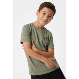 T-Shirt Converse "CNVB DISSECTED CTP EMBRO TEE", Jungen, Gr. 134/140, lt field surplus, Obermaterial: 60% Baumwolle, 40% Polyester, Rundhals, Shirts T-Shirt, f&uuml;r Kinder, sportlicher Stil, Kurzarmdesign, Rundhalsausschnitt