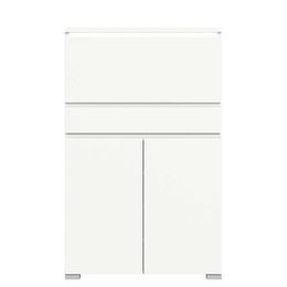 Pharao24.de Highboard f&uuml;r Schuhe in Wei&szlig; Klappe - Schuhblade - T&uuml;ren