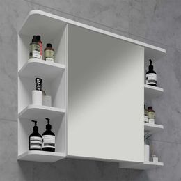Pharao24.de Badschrank Spiegel weiss in modernem Design 80 cm breit