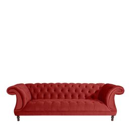 Pharao24.de Neobarock Dreisitzer Couch in Ziegel Rot Samtvelours Bezug