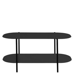 Pharao24.de Sofatisch Metall schwarz mit ovaler Tischplatte 100 cm breit
