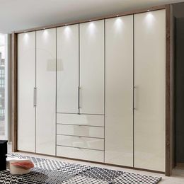 Pharao24.de Schlafzimmerkleiderschrank in Beige und Eiche Tr&uuml;ffelfarben glasbeschichtet