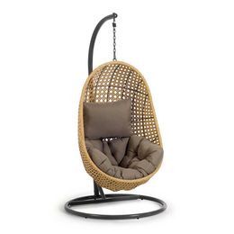 Pharao24.de H&auml;ngesessel Kunstrattan im Skandi Design Beige und Dunkelgrau