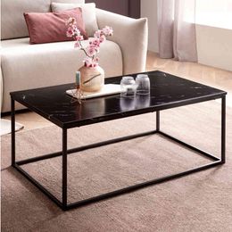 Pharao24.de Wohnzimmer Tisch Marmor Optik schwarz 100x60 cm