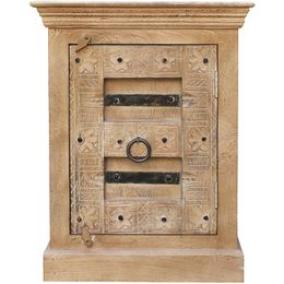 Nachtkommode Sit "Daipur", beige (natur), B:55cm H:70cm T:45cm, Massivholz, Sideboards, mit aufw&auml;ndigen Schnitzereien versehen
