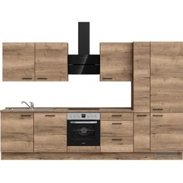 K&uuml;chenzeile Nobilia "Structura II", NEU: individuell anpassbar mit gratis Profi-Beratung", braun (k&uuml;che: braun, korpus: eiche havanna nachbildung, arbeitsplatte: eiche havanna nachbildung), B:330,3cm H:216,6cm T:60cm, Komplettk&uuml;chen-Sets, K&uuml;chenzeile, vormontiert, Breite 330 cm, Ausrichtung w&auml;hlbar, wahlw. mit E-Ger&auml;ten