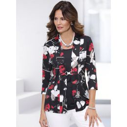 2-in-1-Shirt Lady "Shirt", Damen, Gr. 40, bunt (schwarz, rot, bedruckt), 95% Polyester, 5% Elasthan, gebl&uuml;mt, gemustert, mehrfarbig, Rundhals, Shirts 2-in-1 Shirt