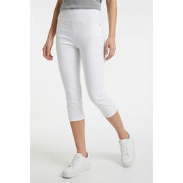 Caprileggings Freequent "FQSHANTAL-CA-POWER", Damen, Gr. XS, N-Gr, wei&szlig; (hellwei&szlig;), Web, Obermaterial: 76% Viskose, 21% Polyamid, 3% Elasthan, unifarben, skinny fit 3/4-L&auml;nge, Hosen, mit extra breitem Bund
