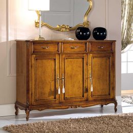 Pharao24.de Esszimmer Kommode in Nussbaumfarben abschlie&szlig;bar aus MDF 135x101x43 cm Pharao24