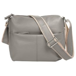 Umh&auml;ngetasche Samantha Look, Damen, Gr. B/H/T: 26cm x 24cm x 5cm onesize, grau, Leder, unifarben, Taschen Umh&auml;ngetasche, echt Leder, Made in Italy