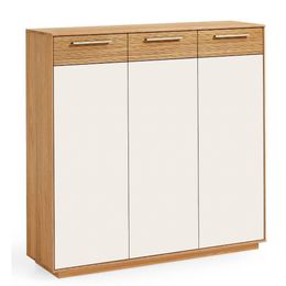 Pharao24.de Schuh Schrank Schuhgarderobe in Wei&szlig; und Eiche Bianco