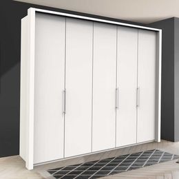 Pharao24.de Wei&szlig;er Kleiderschrank mit 2 Faltt&uuml;ren und T&uuml;r modern