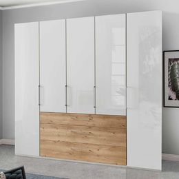 Pharao24.de Wei&szlig;er Schlafzimmerkleiderschrank mit Dreh- und Faltt&uuml;ren 250 cm breit