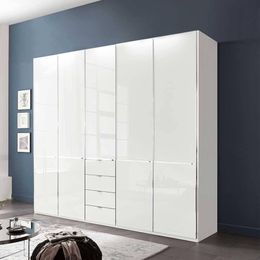 Pharao24.de Dreht&uuml;renkleiderschrank Schlafzimmerschrank in Wei&szlig; mit Schubladen