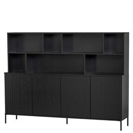 Pharao24.de Breiter Wohnzimmerschrank in Schwarz Skandi Design